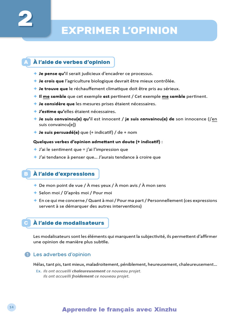 Exprimer son opinion en français | PDF | Grammaire | Linguistique