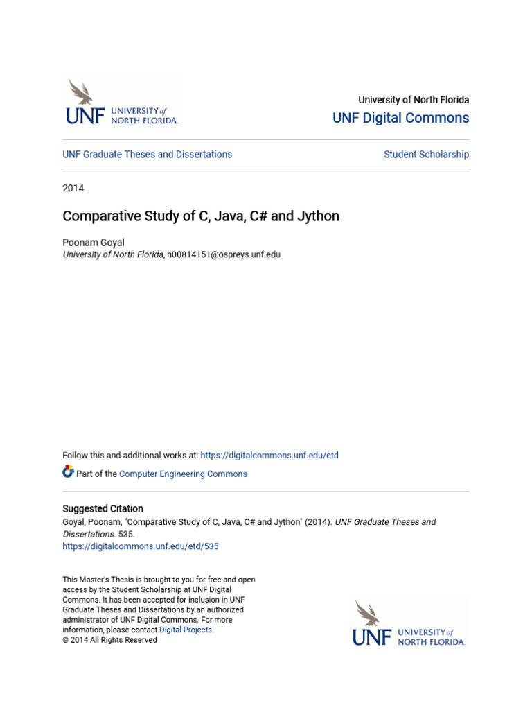 Comparative Study of C Java C# and Jython | PDF | Programming Language | C Sharp (Programming ...