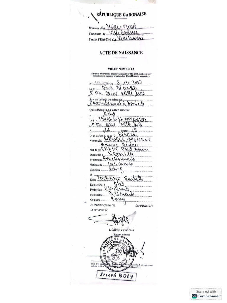 Acte de Naissance | PDF
