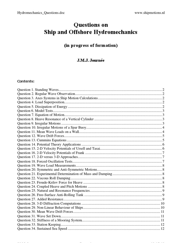 Hydro Mechanics Questions | PDF | Waves | Fluid Dynamics