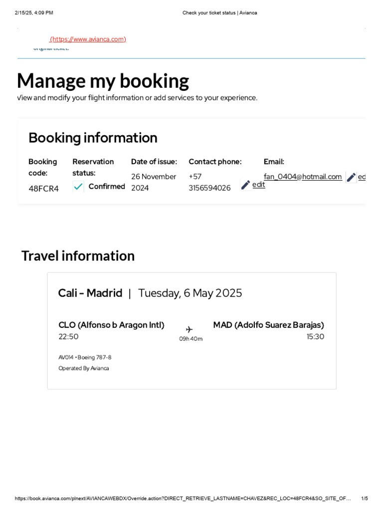 Avianca Booking Management Guide | PDF | Aviation | Transport