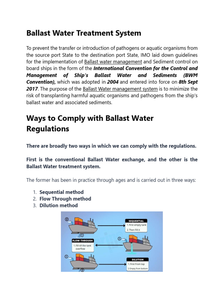 Ballast Water Treatment System Overview | PDF | Environmental Science ...
