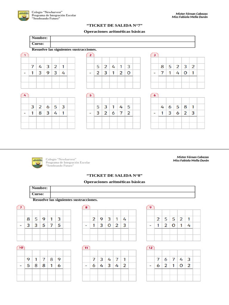 Ticket de Salida 7 y 8 | PDF
