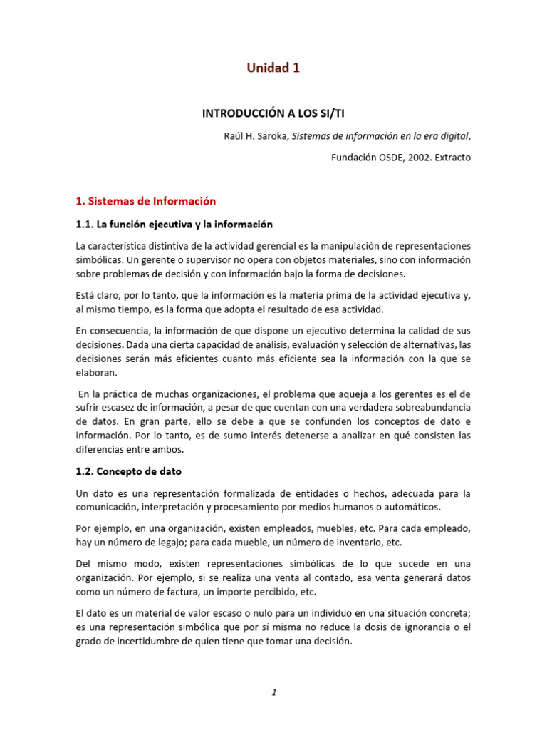 Saroka - Introducción a los sistemas de información | PDF | Datos | Sistema