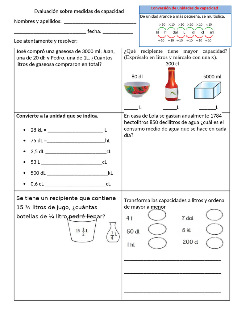 Evaluación de Medidas de Capacidad | PDF