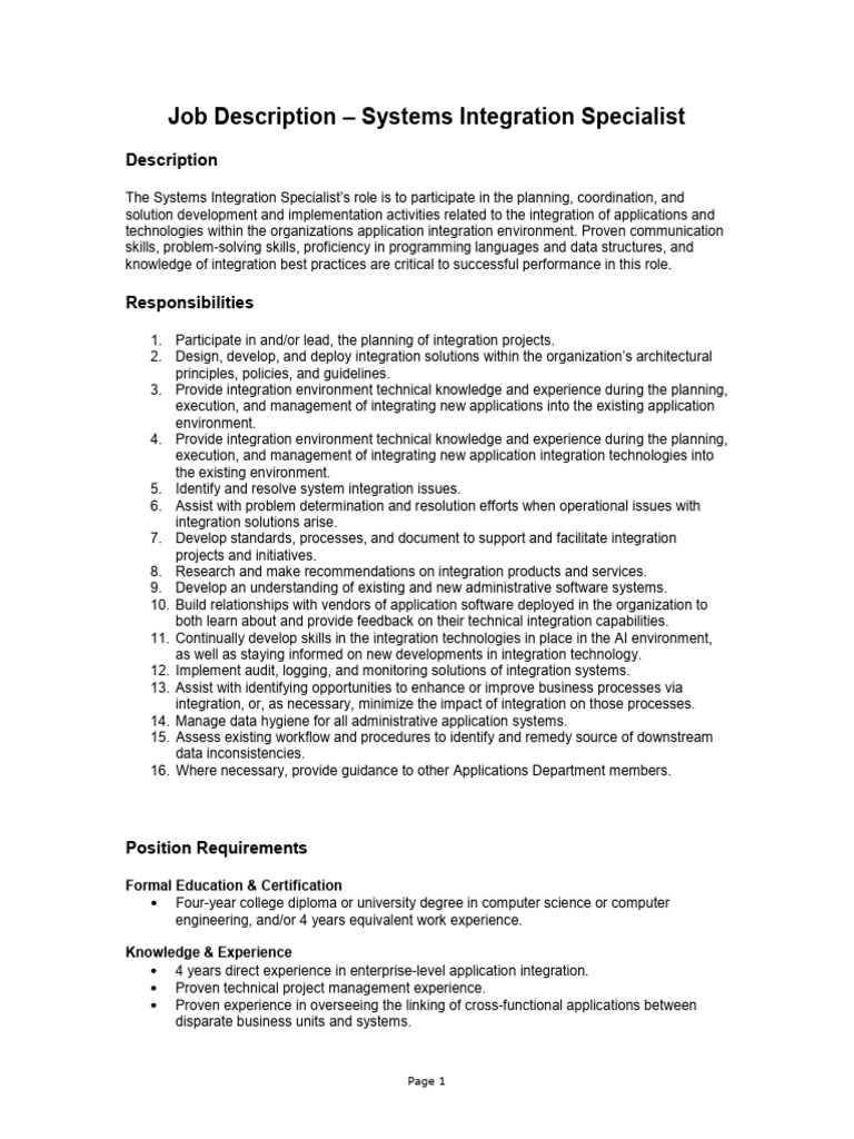 Systems Integration Specialist | PDF | Microsoft Sql Server ...