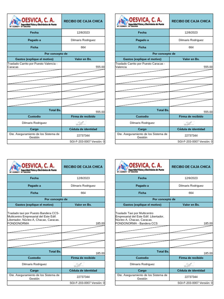 Recibo de Caja Chica | PDF