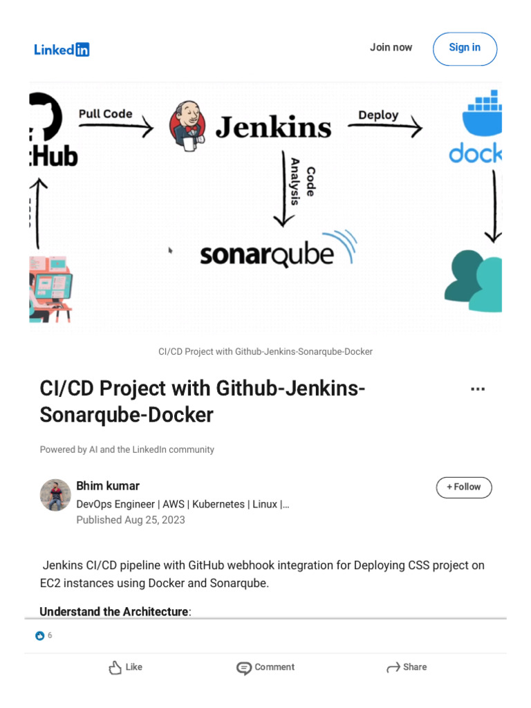 CI_CD Project with Github-Jenkins-Sonarqube-Docker | PDF | Cloud Computing | Sudo