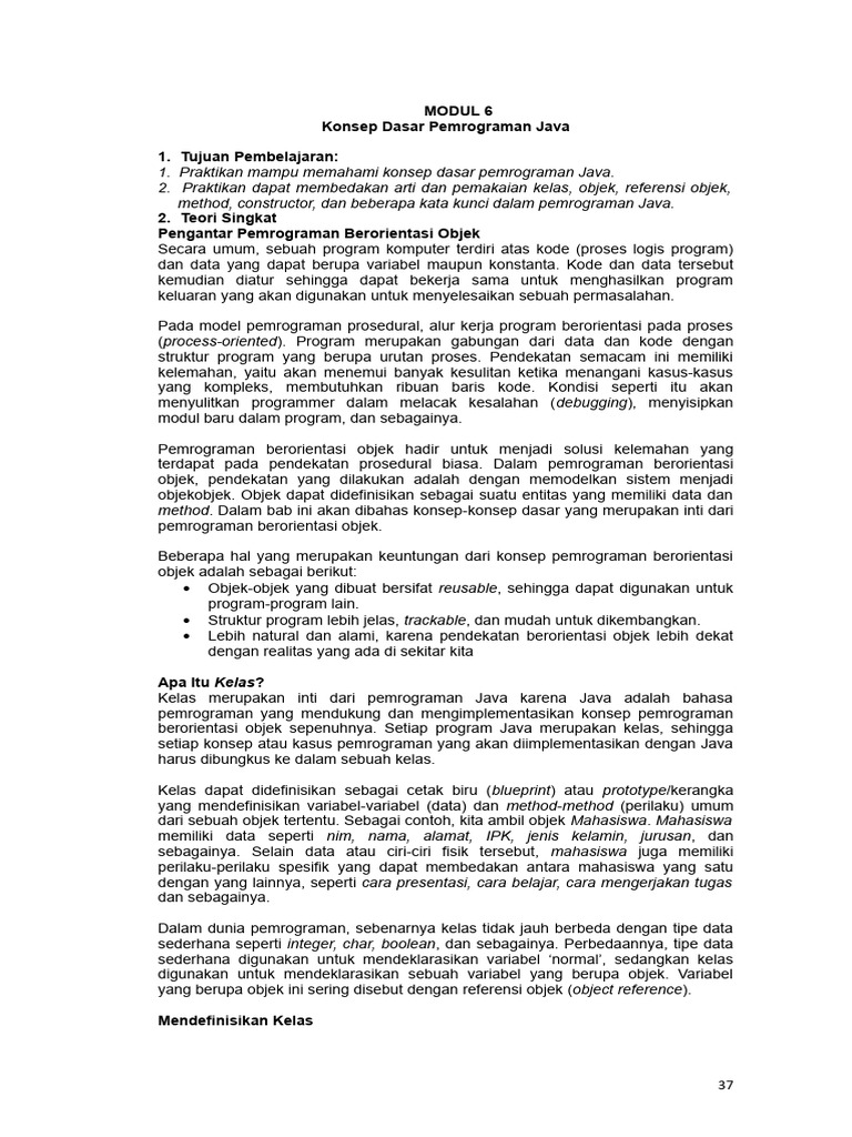 MODUL-6 Konsep Dasar Pemrograman Java_compressed | PDF