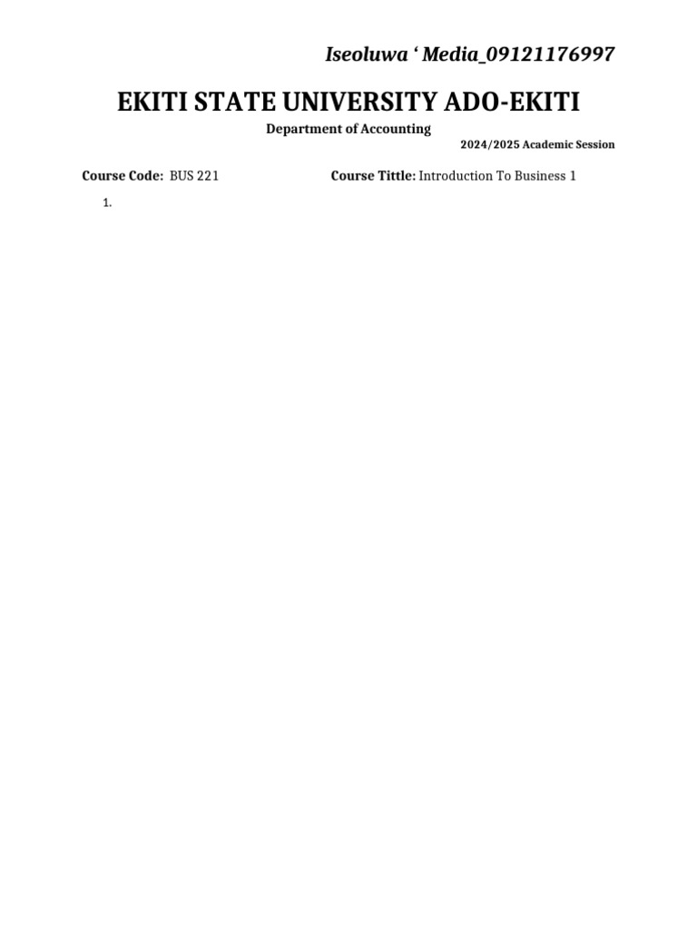 Bus 221... Compiled by Iseoluwa | PDF