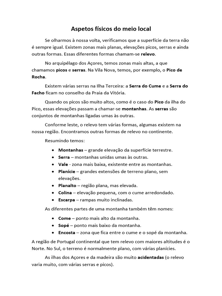 Aspetos Fisicos do Meio - Relevo | PDF
