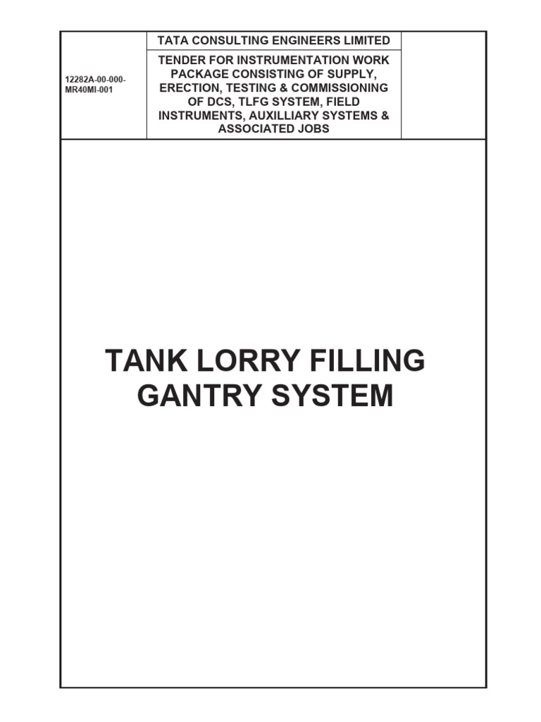 Tank lorry filling gantry system | PDF | Flow Measurement | Random ...