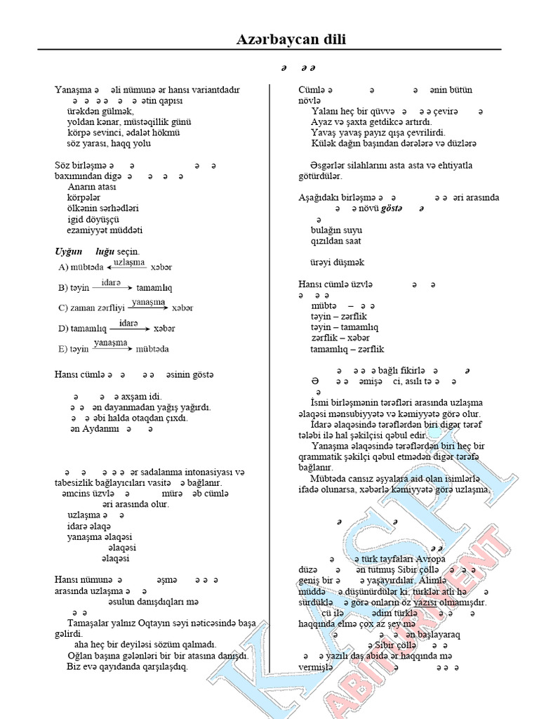 Kuiz - 15 - AZE - Azərbaycan dili - 10 sinif | PDF