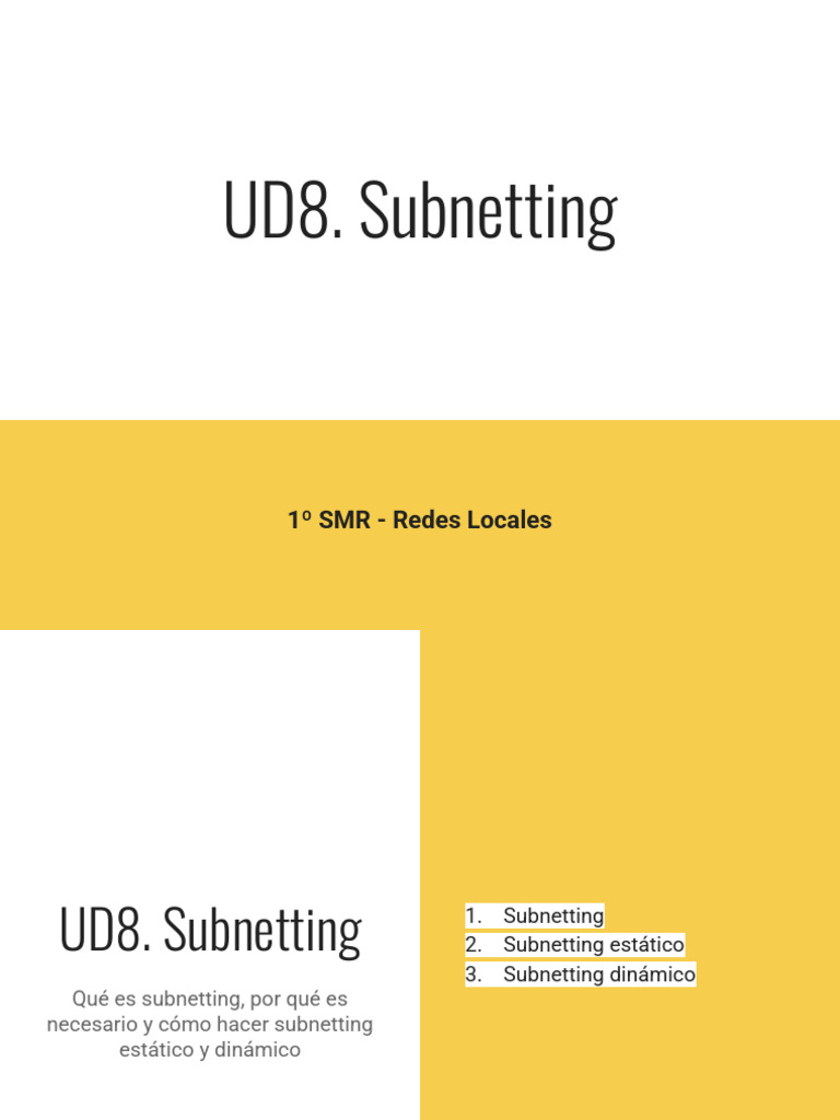 UD8. Subnetting | PDF | Dirección IP | Protocolos de red