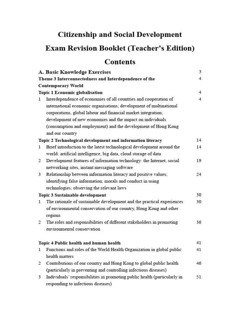 Citizenship and Social Development Exam Revision Booklet (Teacher's ...
