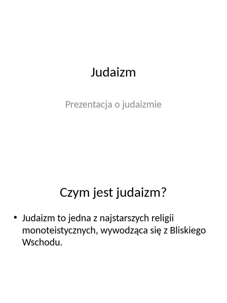 Judaizm: Prezentacja o Judaizmie | PDF