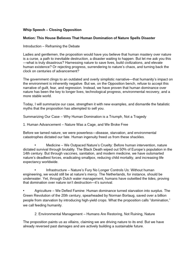 Human Domination of Nature: A Defense | PDF | Nature | Natural Environment