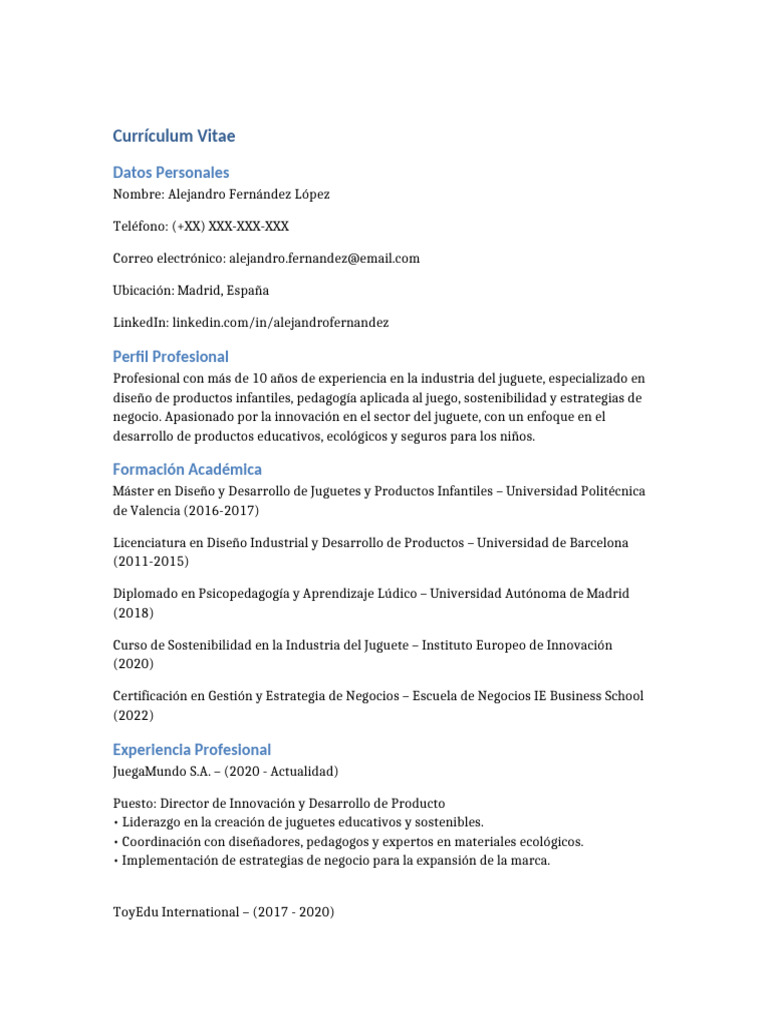 Curriculum Alejandro Fernandez | PDF