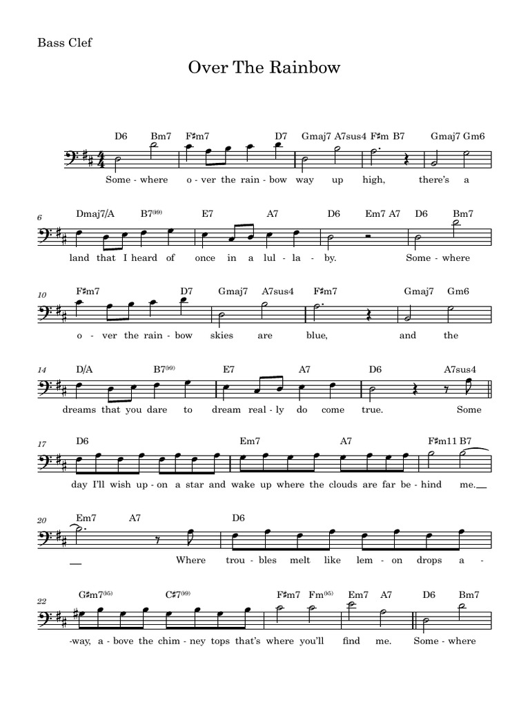 Over the Rainbow Bass Sheet Music | PDF | Rainbow