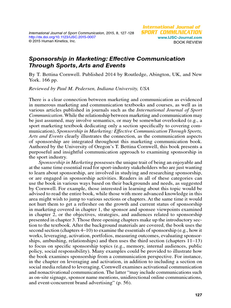 Sponsorship in Marketing Effective Communication Through Sports, Arts ...