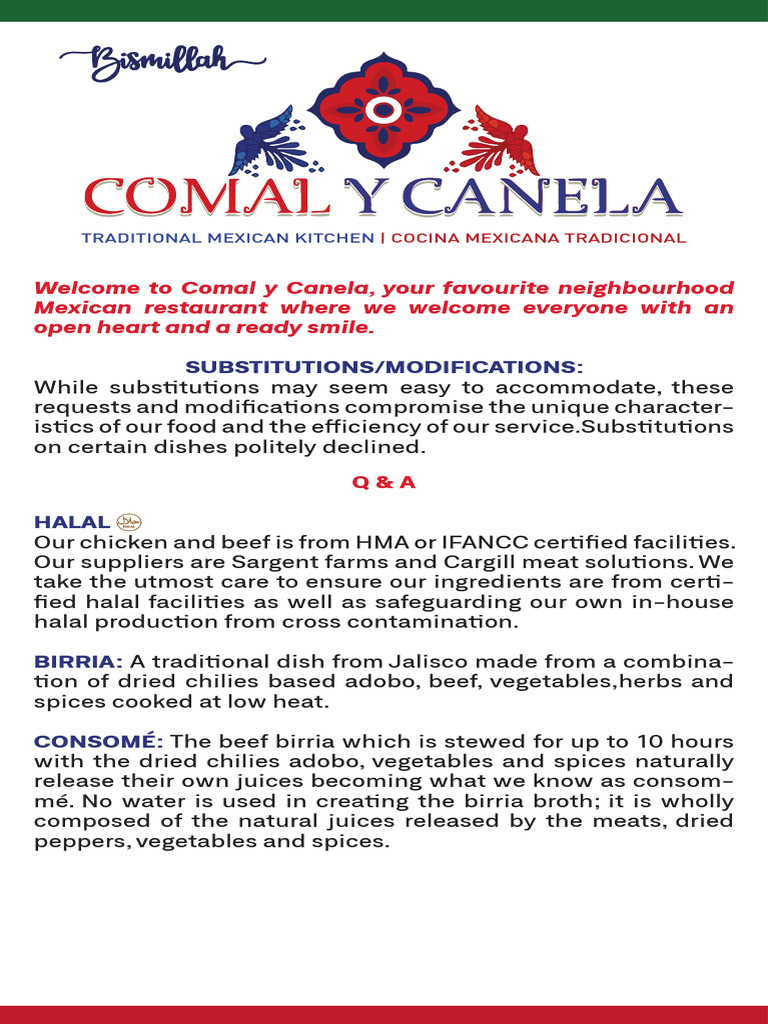 COMAL English NOV 23 DINE-IN | PDF | Mexican Cuisine | Taco
