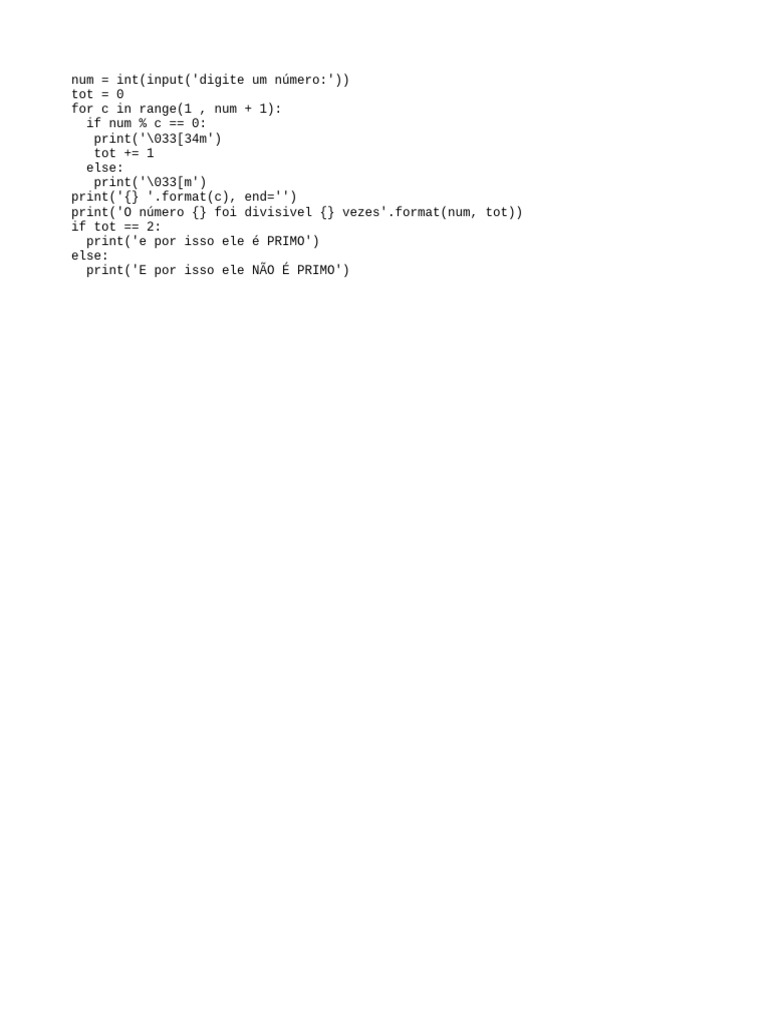 Verificação de Números Primos em Python | PDF
