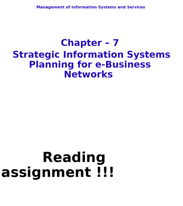 MIS and Services Chapter 7 Strategic Information Systems Planning | PDF