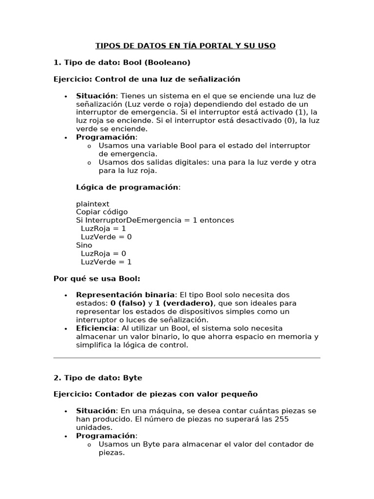 Tipos de Datos en TIA Portal | PDF | Poco | Tipo de datos