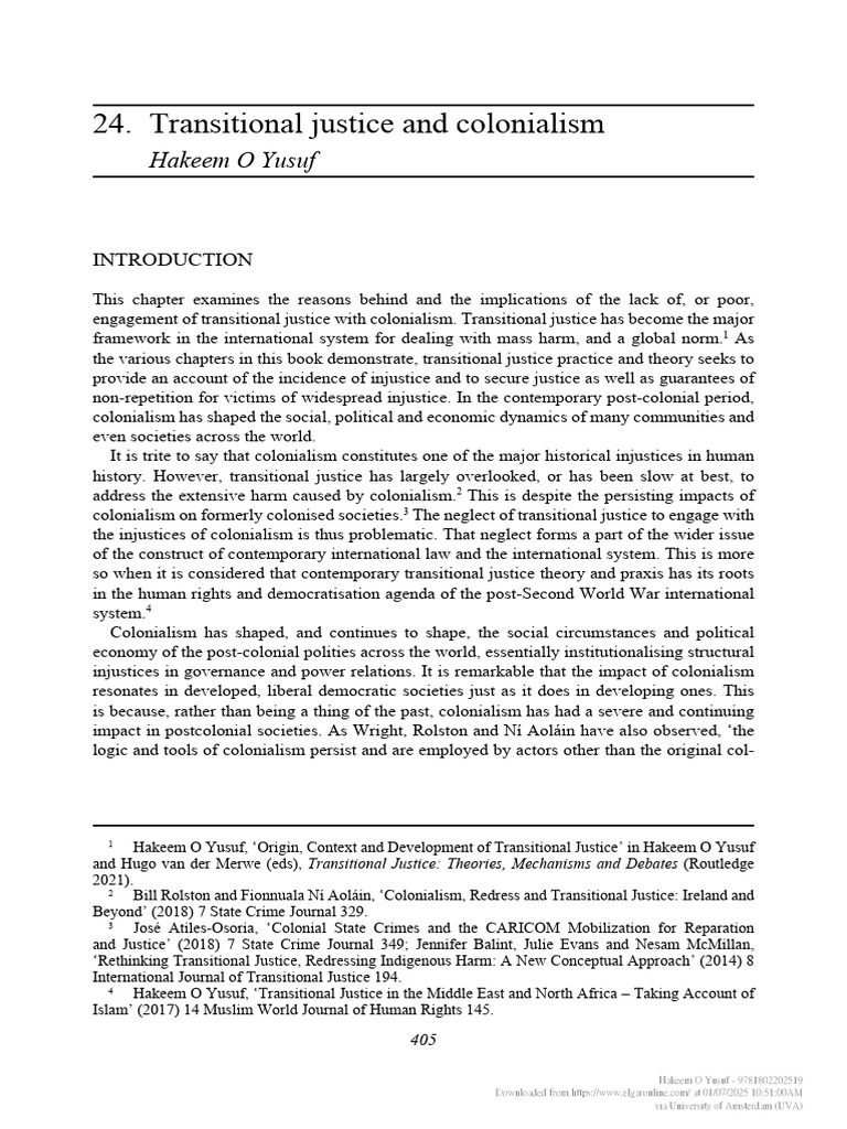 Yusuf | PDF | Colonialism | Transitional Justice