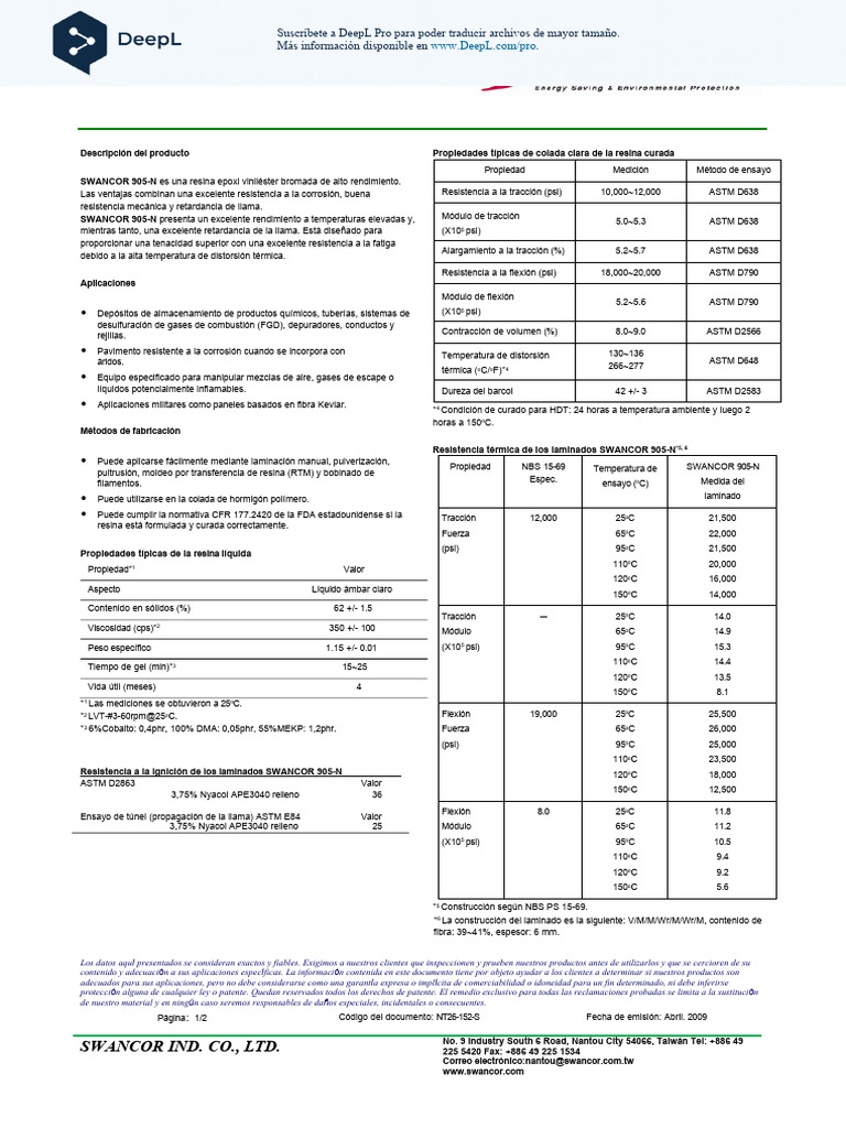 SW-905-N-TDS-EN Es | PDF | Cobre | Materiales