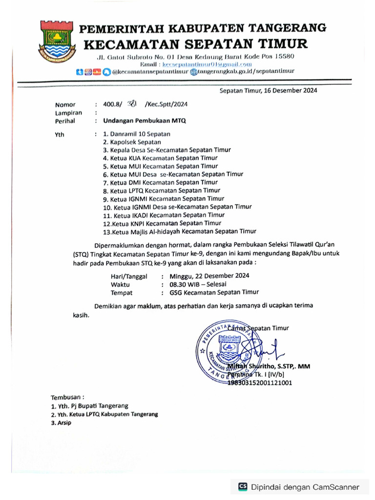 undangan pembukaan mtq | PDF