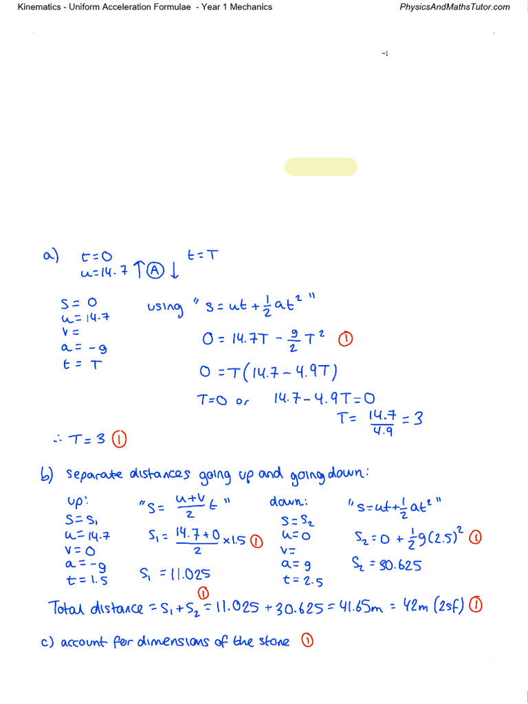 Kinematics - Uniform Acceleration Formulae MA | PDF | Acceleration ...