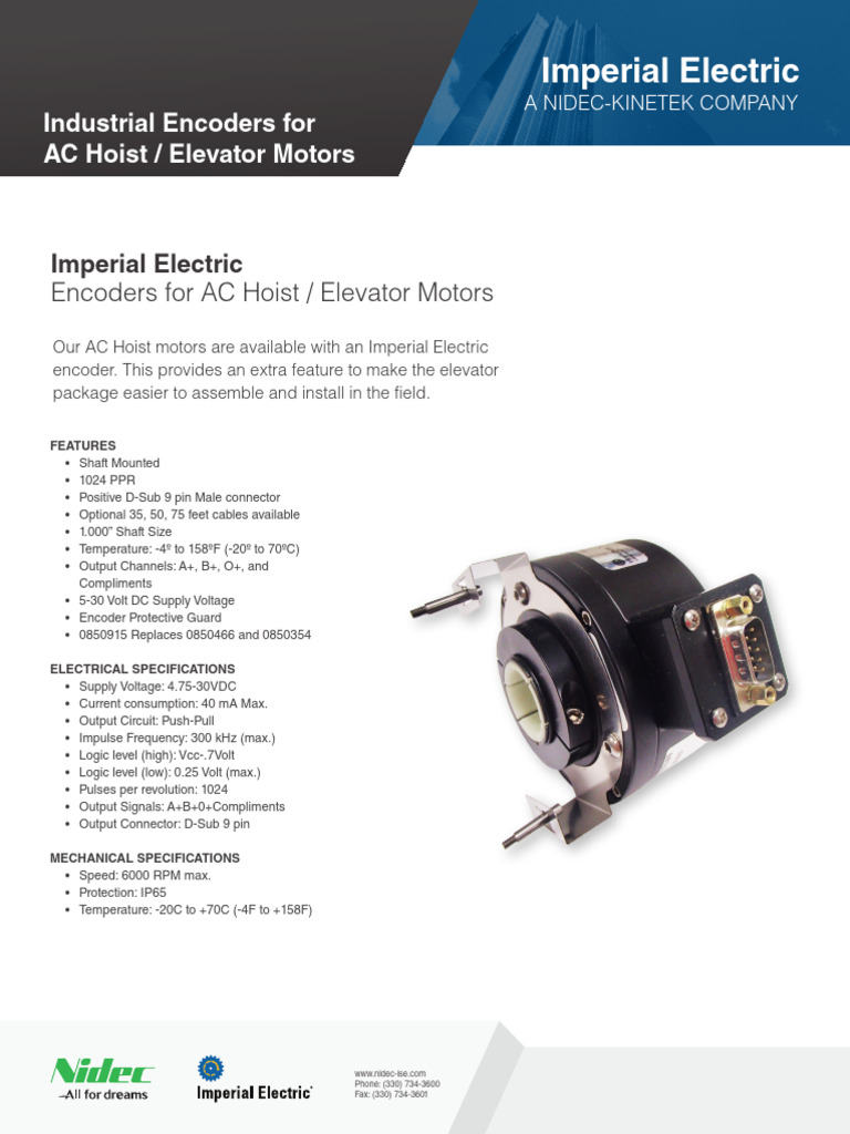 Industrial_Encoders_for_AC_Hoist_Elevator_Motors | PDF | Alternating Current | Elevator