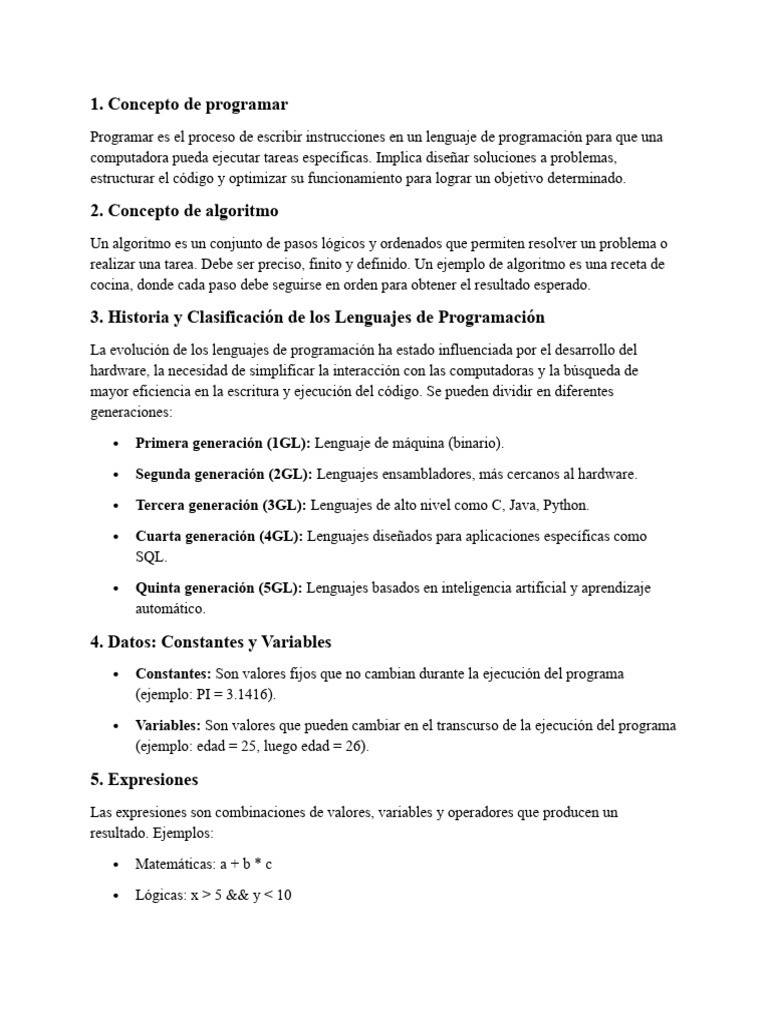 Introducción a Programación y Algoritmos | PDF