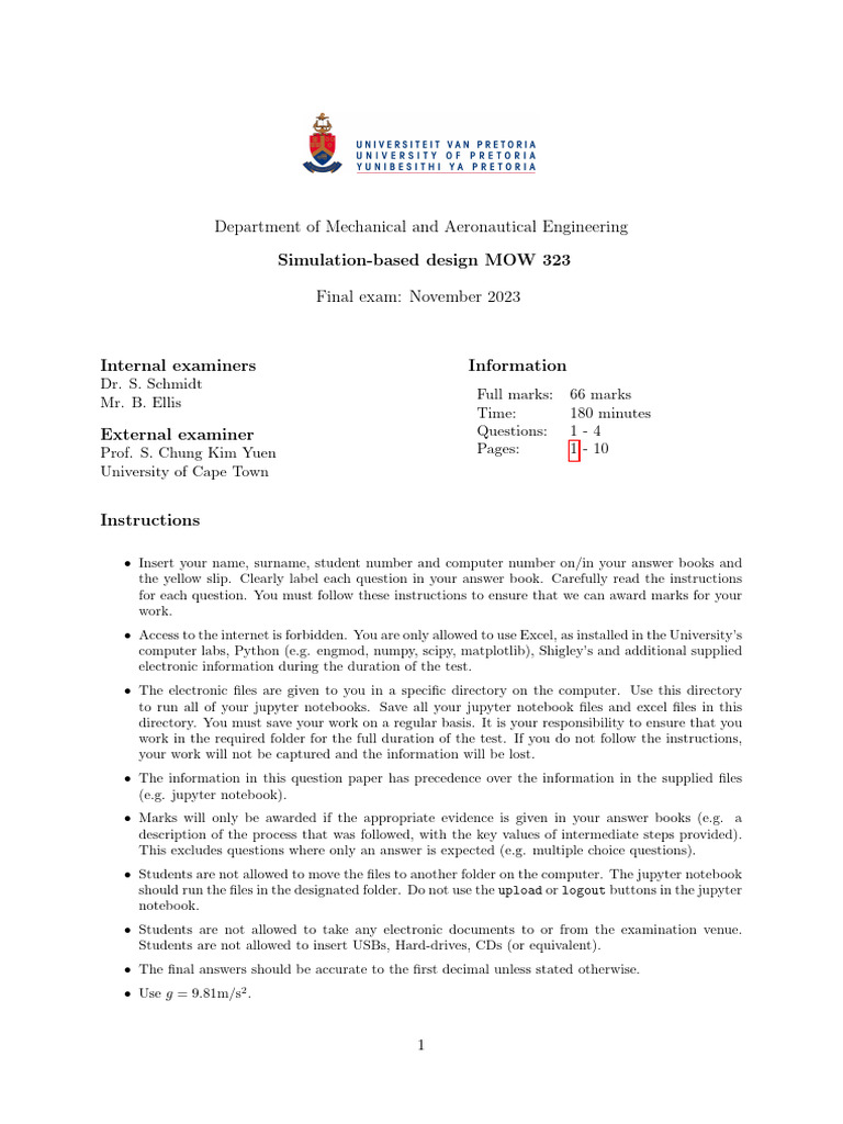 Mechanical Engineering Final Exam Guide | PDF | Strength Of Materials ...