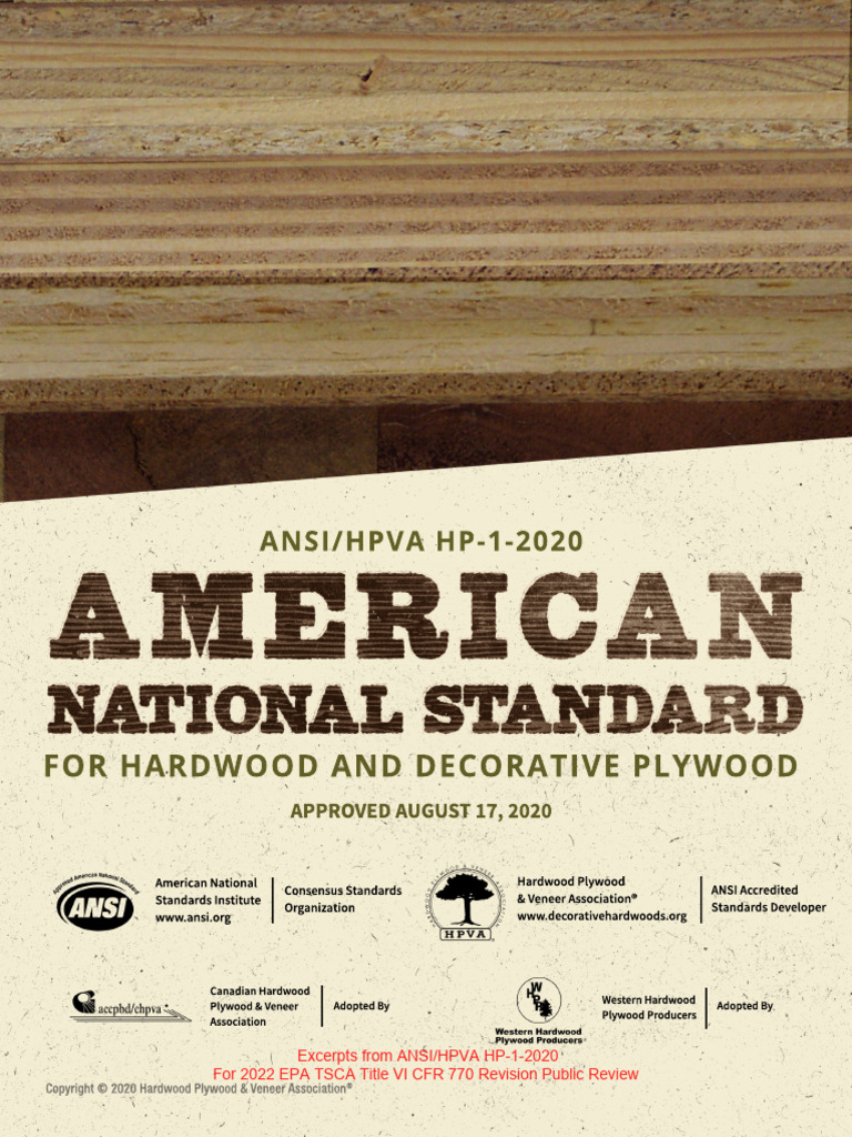 Ansi-Hpva-Hp-1-2020 Standard For Hardwood and Decorative Plywood | PDF ...