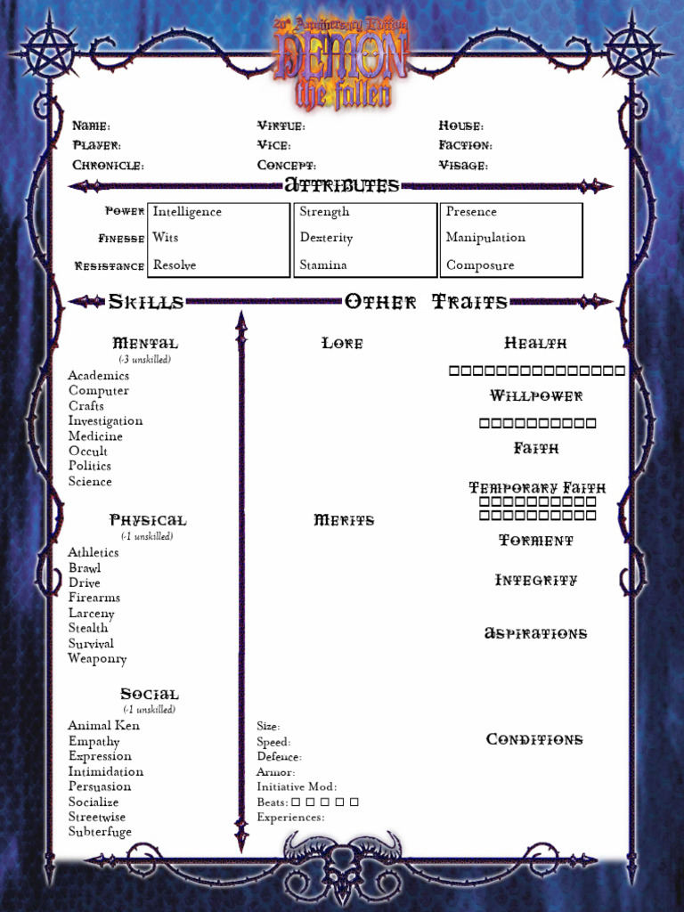 Demon - The Fallen 20th Anniversary Edition - Chronicles of Darkness | PDF