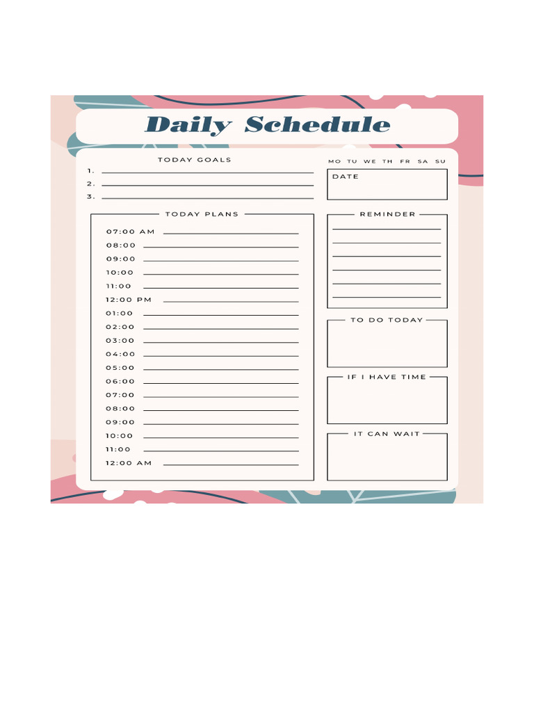 Free Printable Daily Schedule - 14407.jpg | PDF