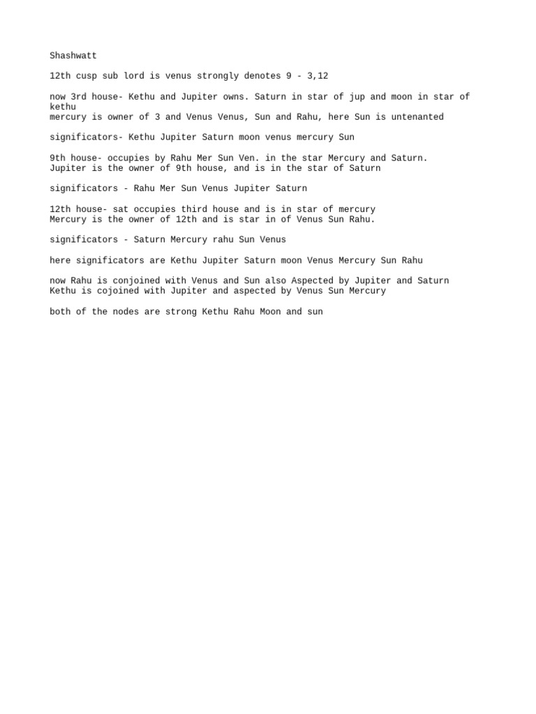 Astrology Analysis: Cusp Lords and Significators | PDF