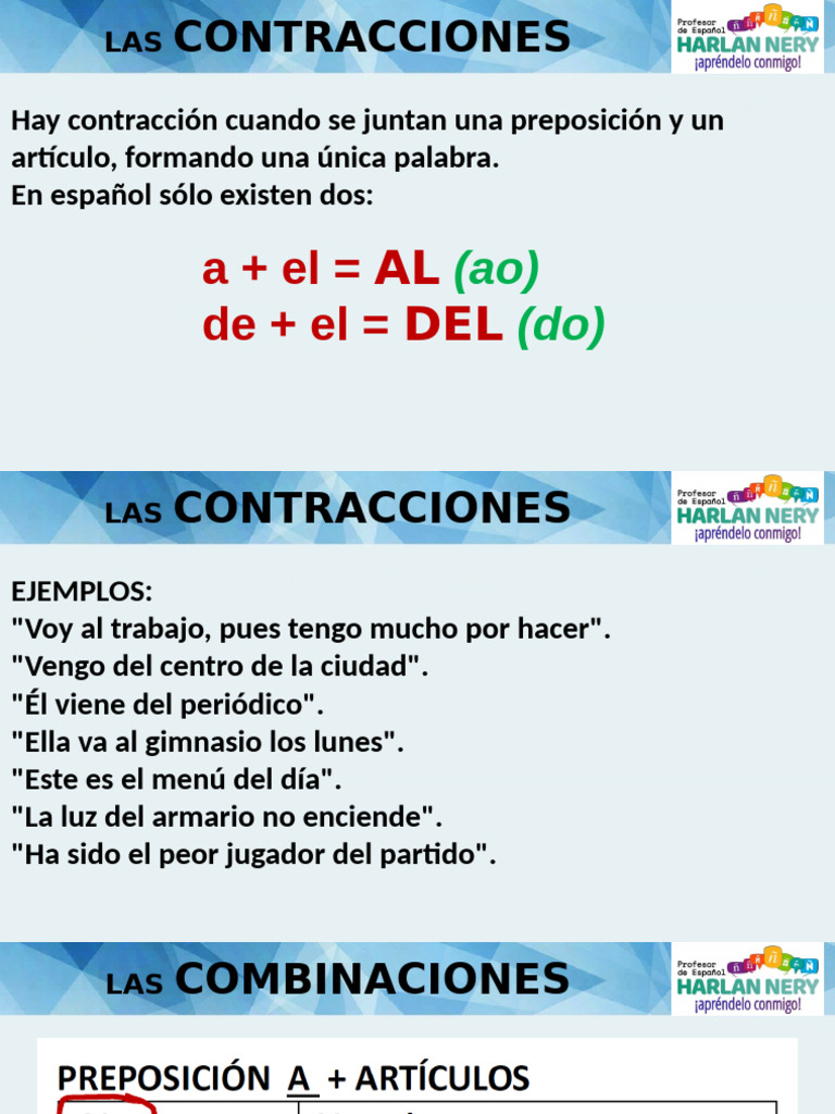 Ejemplos de contracciones en español | PDF
