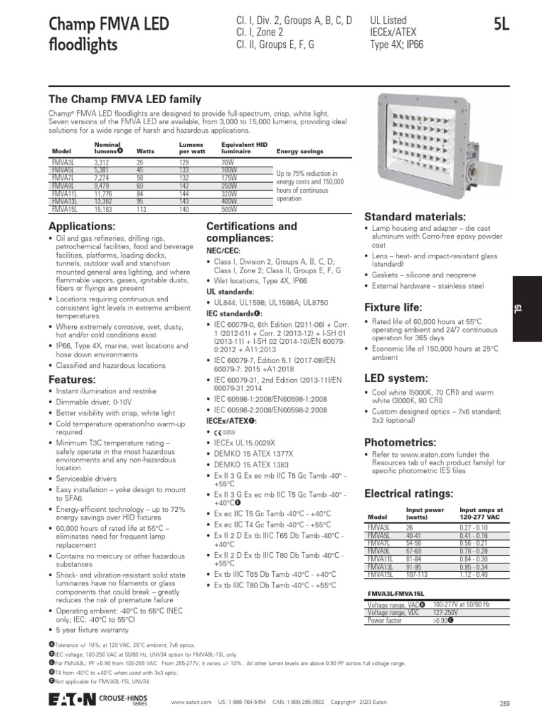 Crouse Hinds Fmva Led Catalog Page | PDF | Alternating Current
