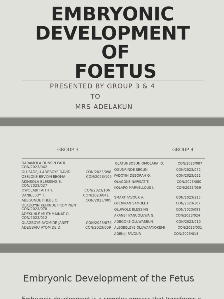 Embryonic Development | PDF | Developmental Biology | Medical Specialties