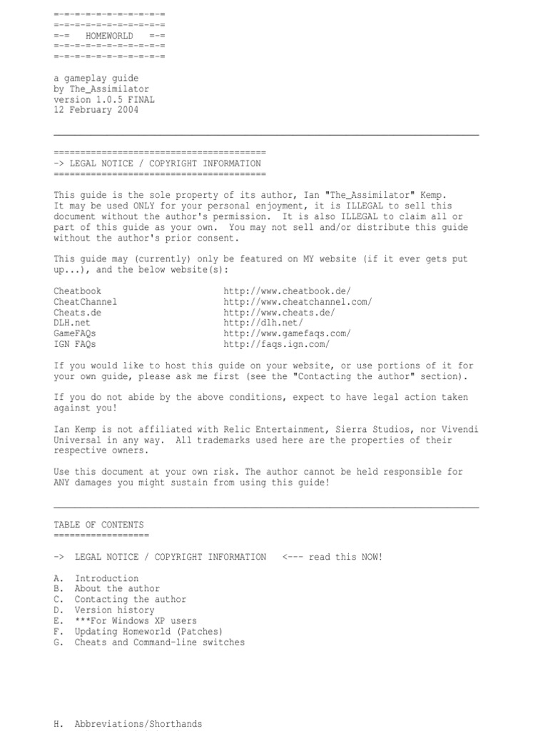 Homeworld Campaign Walk Through Guide NOT MADE by ME | PDF