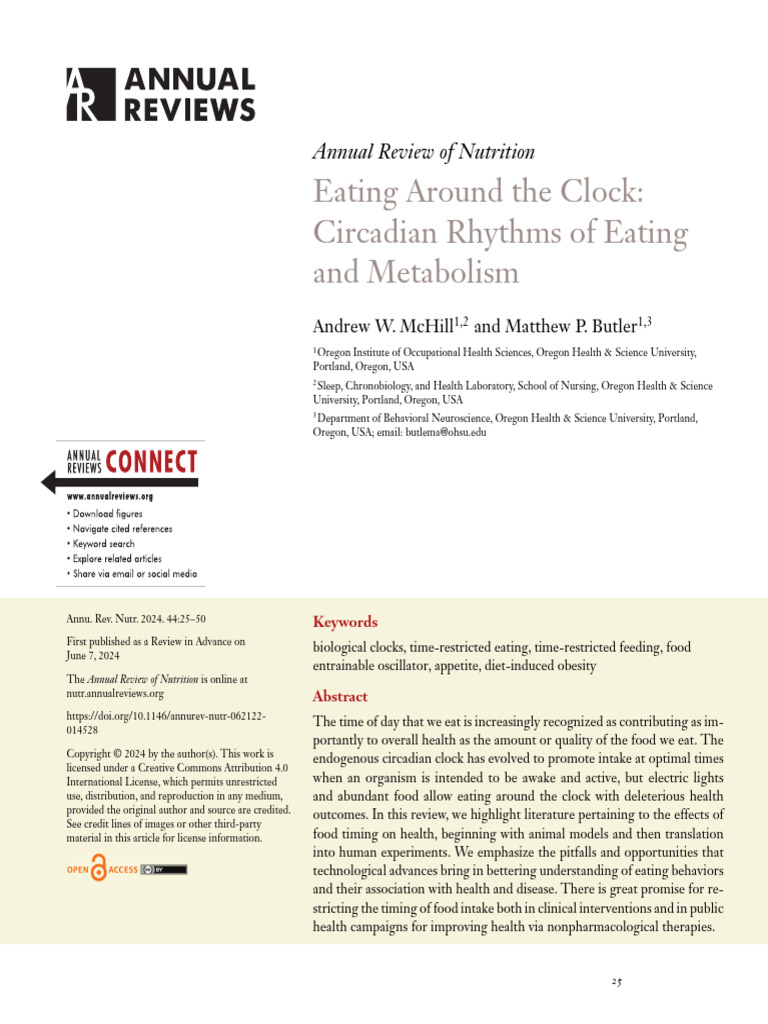 Eating Around The Clock | PDF | Circadian Rhythm | Clock