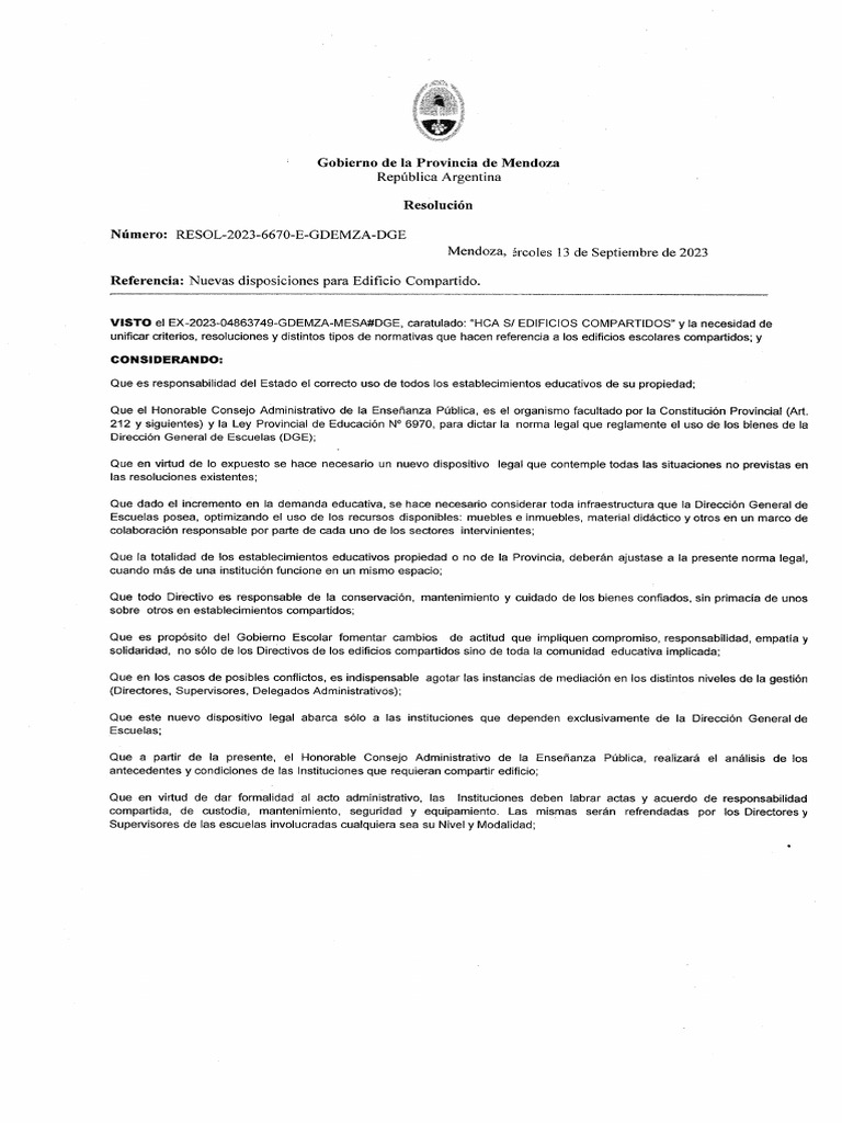 Res. No 6670 Dge 23 Edificios Compartidos | PDF