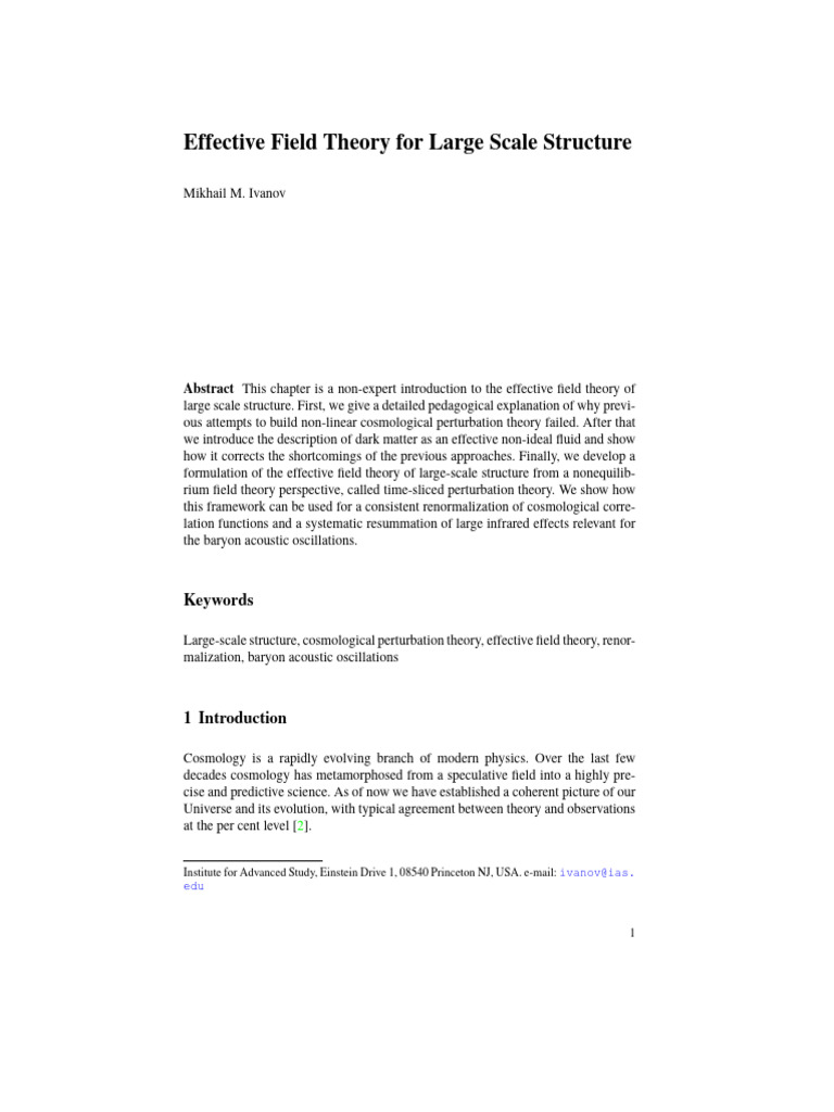 Effective Field Theory For Large Scale Structure: Keywords | PDF ...