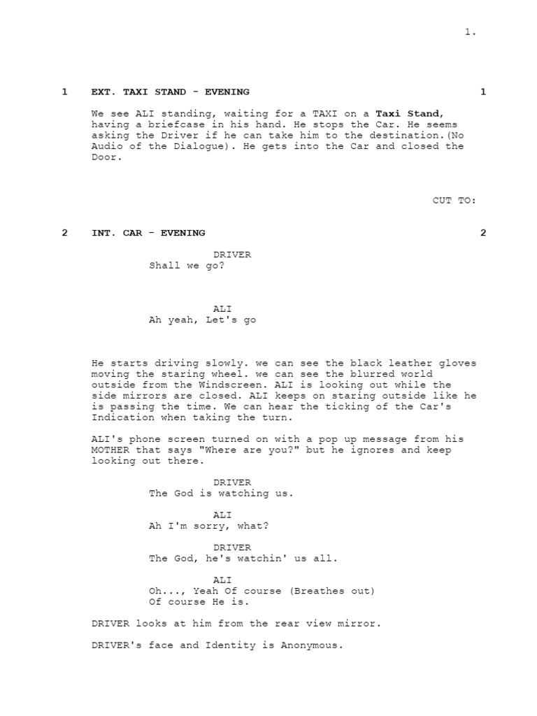Taxi Ride Conversation Scene Script | PDF | Motor Vehicle