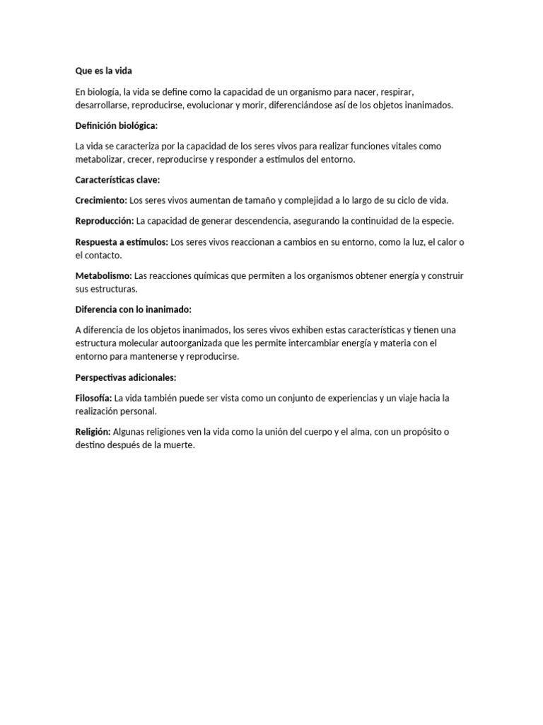 Definición y características de la vida | PDF