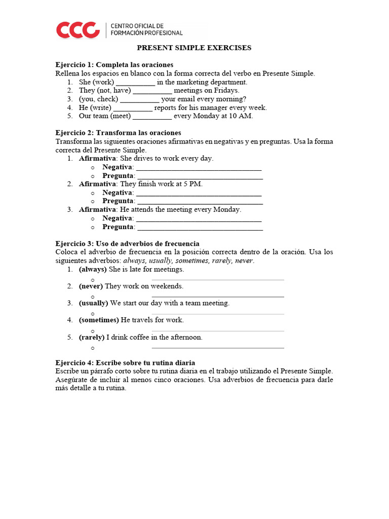 PRESENT SIMPLE EXERCISES good | PDF