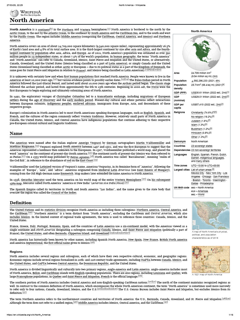 Overview of North America Geography | PDF | North America | European ...